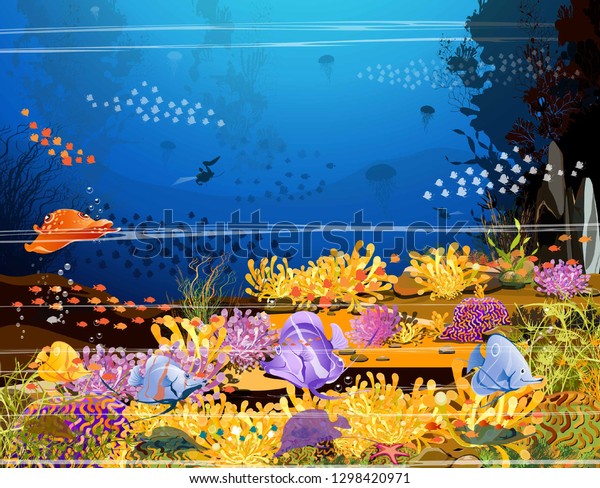 Magic Underwater World Deep Sea Life Stock Vector (Royalty Free ...