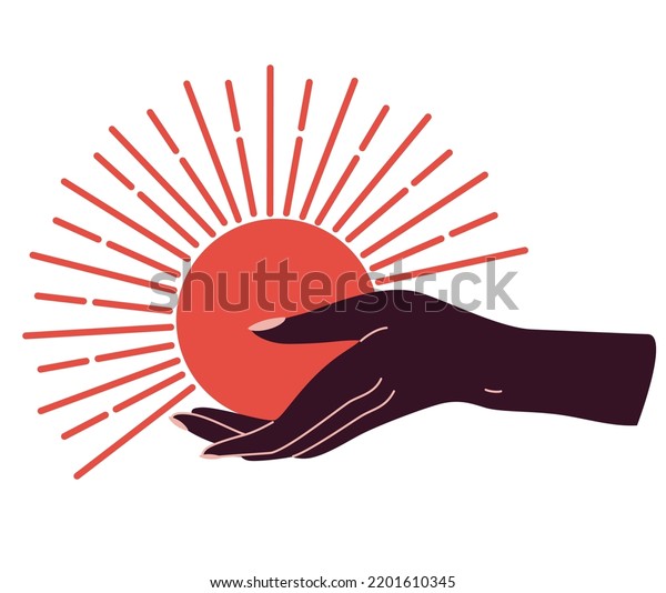 Magical Female Hands Holding Sun Alchemy Stock Vector (Royalty Free ...