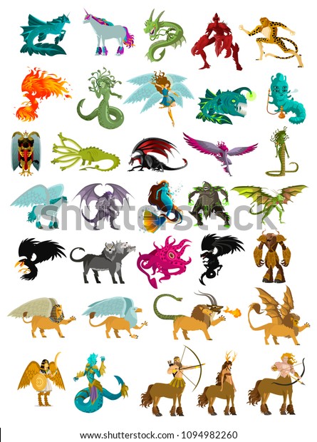 Magical Mythology Creatures Stock Vector (Royalty Free) 1094982260 ...