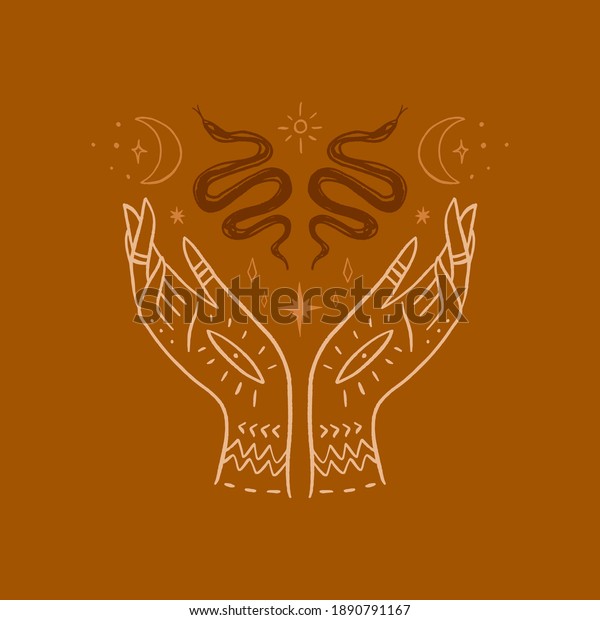 Magical Sacred Hand Art Magic Astrology Stock Vector (Royalty Free ...