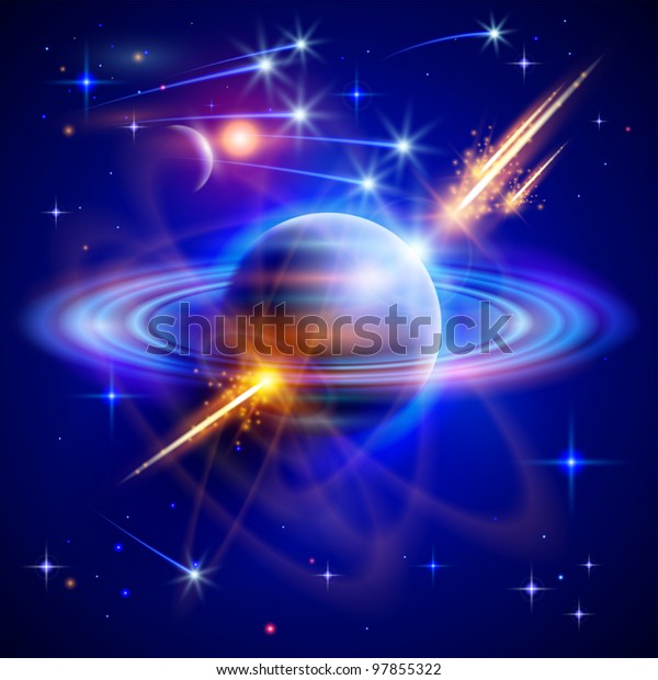 Magical Space Stars Planets Comets Meteors 库存矢量图（免版税）97855322 ...