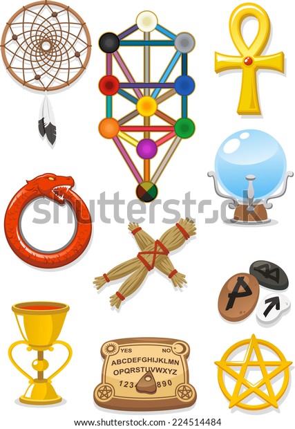 Magical Symbols Elements Cartoon Icons Stock Vector (Royalty Free ...