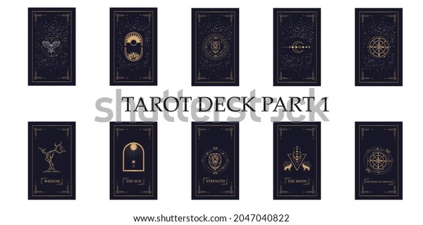 Magical Tarot Cards Deck Set Spiritual Stock Vector (Royalty Free ...