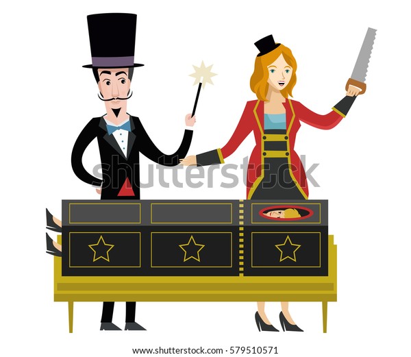 Magician Assistant Saw Magic Trick Box Stock Vector (Royalty Free ...