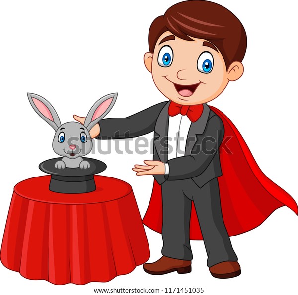Magician Performing His Trick Rabbit Appearing Stock Vector (Royalty ...