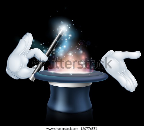 Magicians Hands Holding Magic Wand Waving Stock Vector (Royalty Free ...