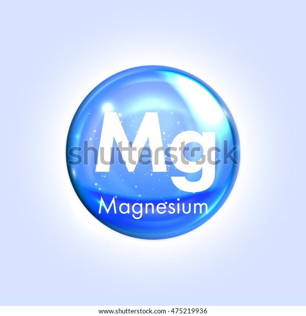 Magnesium mineral blue icon. Vector 3D glossy drop pill capsule Mineral ...