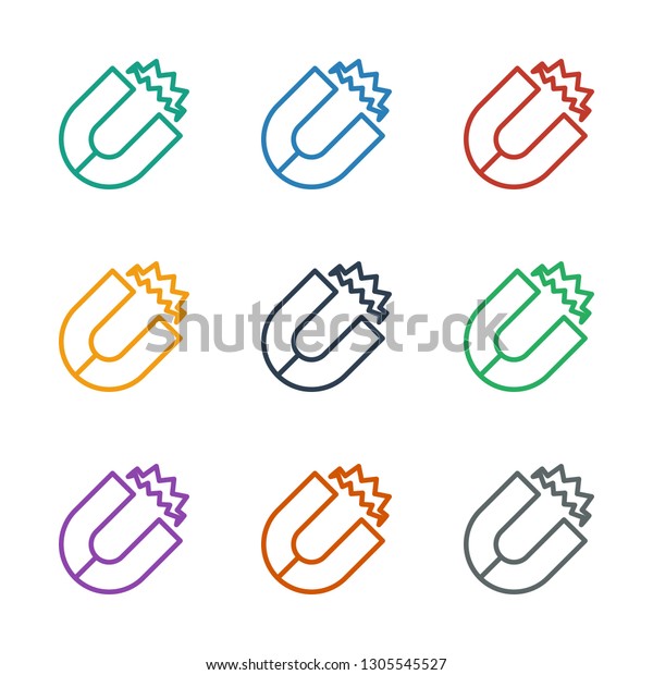 Magnet Icon White Background Editable Outline Stock Vector (royalty