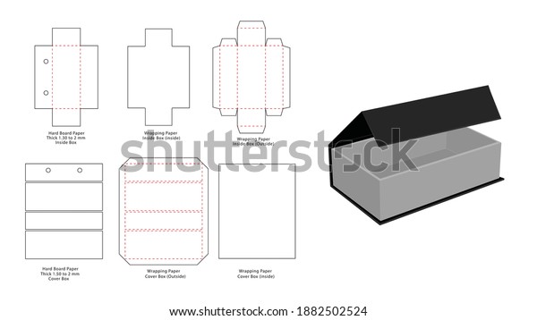 Magnet Lock Rigid Box Dieline Template Stock Vector (Royalty Free ...