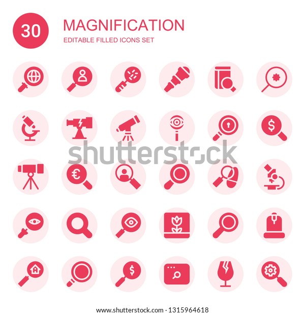 Magnification Icon Set Collection 30 Filled Stock Vector (Royalty Free ...