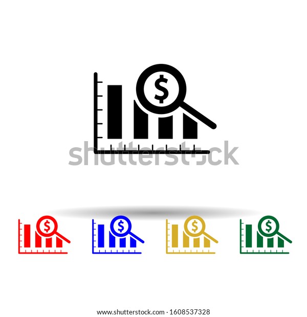 Magnified Rising Bars Chart Multi Color Stock Vector (Royalty Free ...