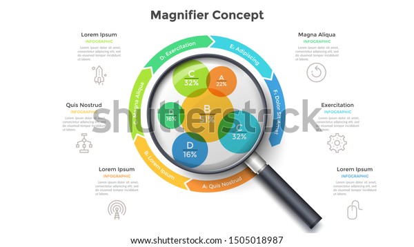 Magnifier 6 Circular Bubbles Percentage Indication Stock Vector ...