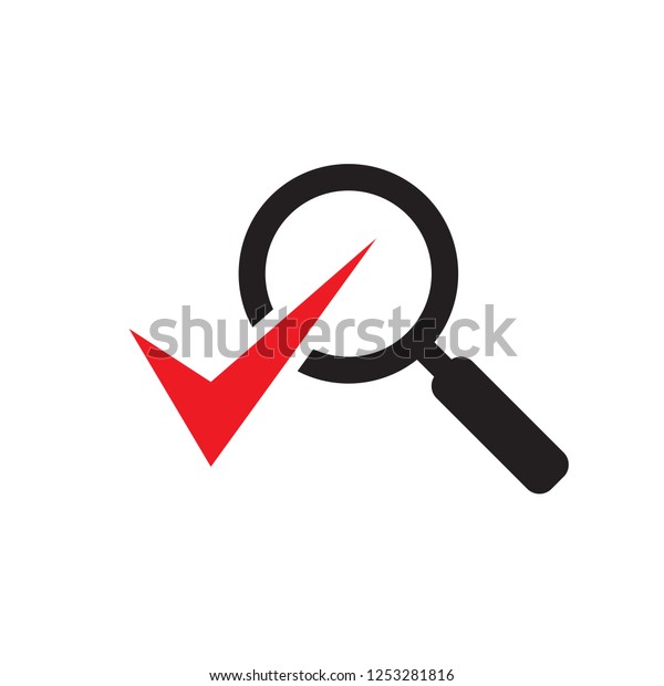 Magnifier Check Mark Black Icon On Stock Vector (Royalty Free ...