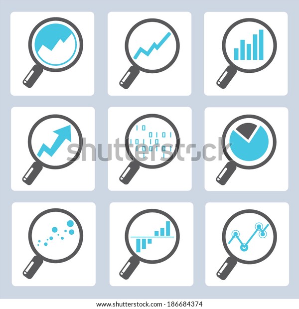 Magnifier Icons Analysis Icons Stock Vector (Royalty Free) 186684374 ...