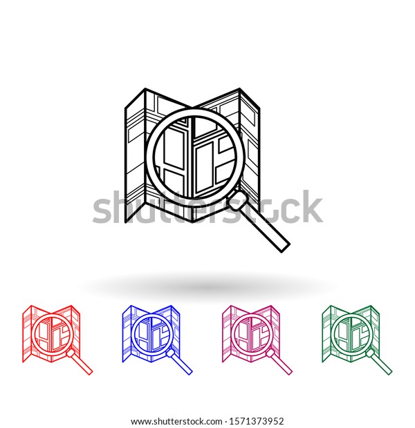 Magnifier Map Multi Color Icon Simple Stock Vector (Royalty Free ...