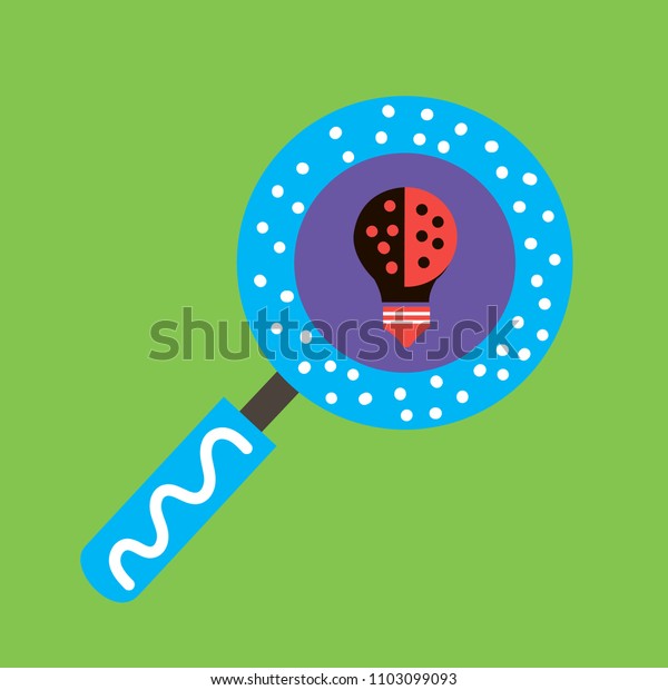 Magnifier Searching Ideas On Green Background Stock Vector (Royalty ...