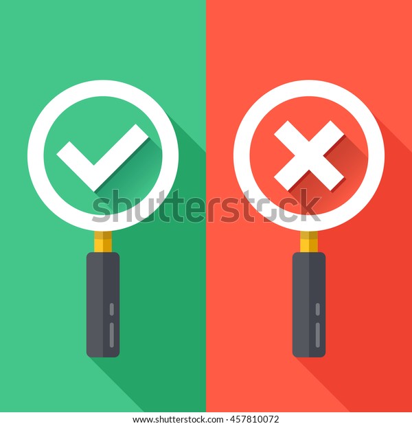 Magnifying Glass Check Marks Set Green Stock Vector (Royalty Free ...