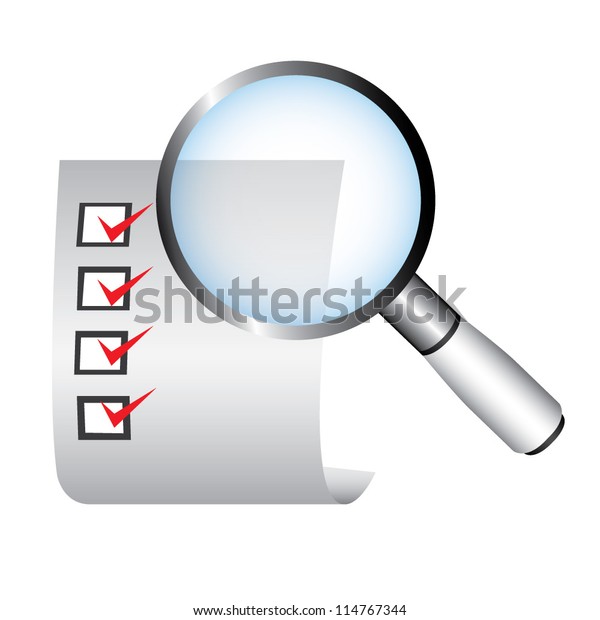 Magnifying Glass Checklist Vector Stock Vector (Royalty Free) 114767344