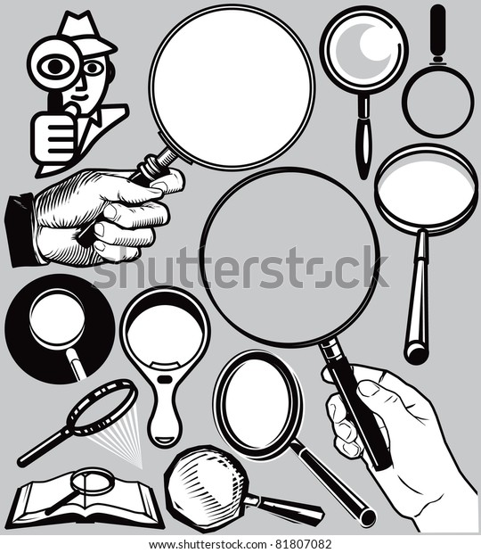 Magnifying Glass Collection Stock Vector (Royalty Free) 81807082 ...