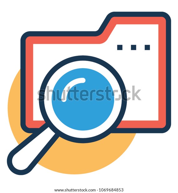 Magnifying Glass File Folder Icon Concept Stock Vector (Royalty Free ...