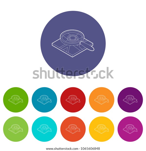 Magnifying Glass Over Map Icons Color: vector de stock (libre de ...