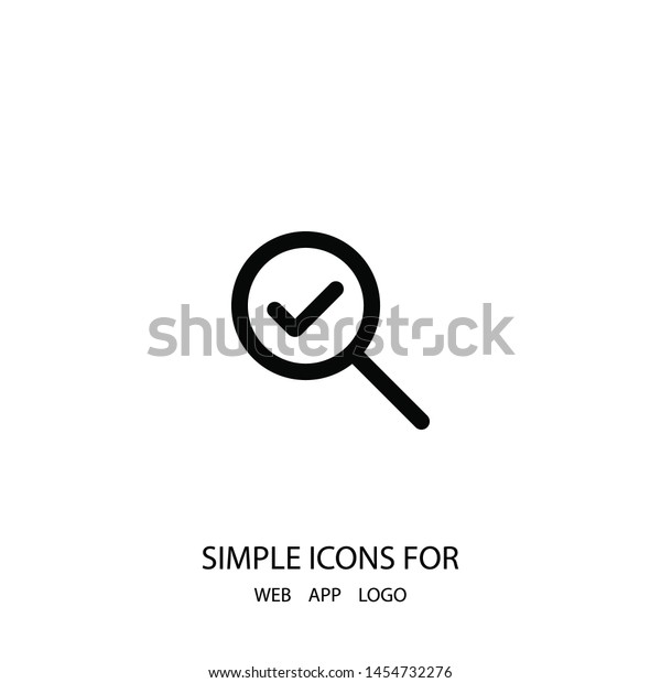 Magnifying Glass Tick Icon Simple Design Stock Vector (Royalty Free ...