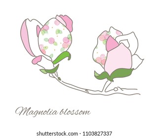 Magnolia Stylized Drawing Stock Vector (Royalty Free) 1103827337 ...