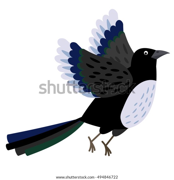 Magpie Bird Flight Stock Vector (Royalty Free) 494846722 | Shutterstock