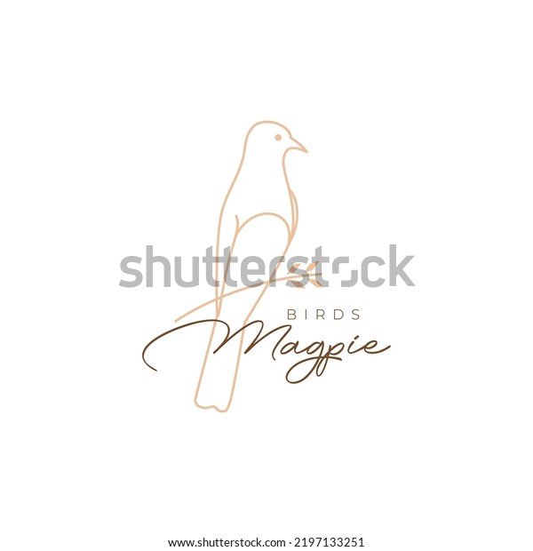 Magpie Branch Logo Design Stock Vector (Royalty Free) 2197133251 ...