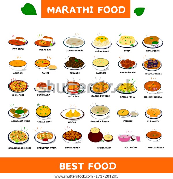Maharashtra Food Marathi Food Vector Stock Vector (Royalty Free ...