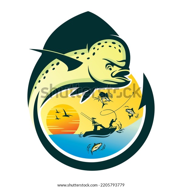 Mahi Mahi Fishing Illustration Logo Vector Stock Vector (Royalty Free ...