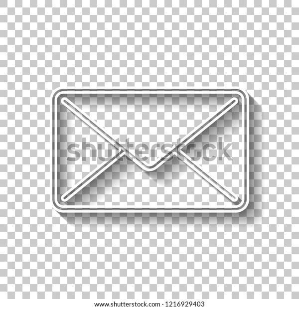Mail Close Icon White Outline Sign Stock Vector (Royalty Free ...