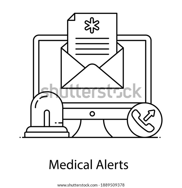 Mail Envelope Medical Sign Inside Monitor Stock Vector (Royalty Free ...