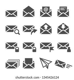 Mail Envelope Signs Icons Set Stock Vector (Royalty Free) 1345426124 ...