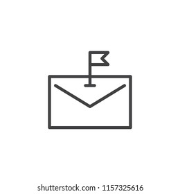 Mail Flag Outline Icon Linear Style Stock Vector (Royalty Free ...