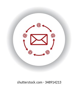 Mail Icon Red Isolated White Background Stock Vector (Royalty Free ...