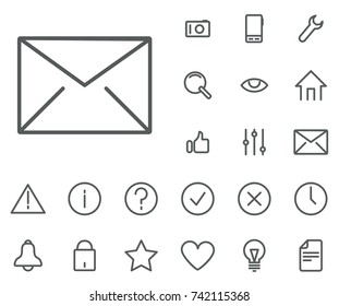 Mail Icon Set On White Background Stock Vector (Royalty Free) 742115368 ...