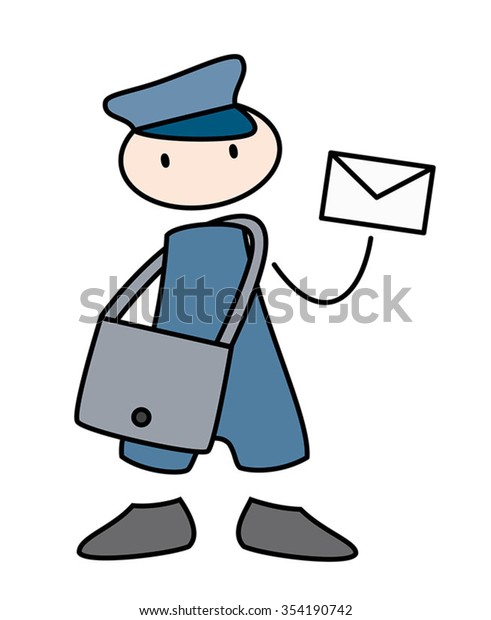Mail Man Delivering Letter Stock Vector (Royalty Free) 354190742