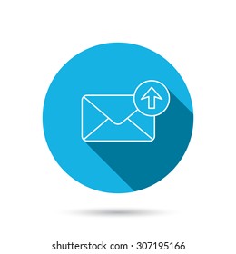 Vector Incoming Email Icon On Round Stock Vector (Royalty Free) 696410911