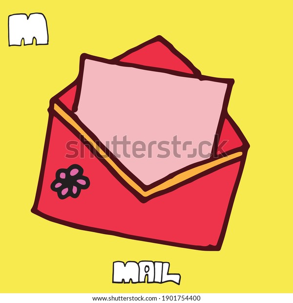 Mail Vector Illustration On Yellow Background Stock Vector (Royalty ...
