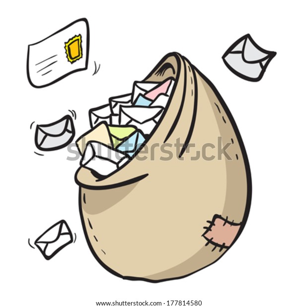 Mailbag Full Letters Cartoon Stock Vector (Royalty Free) 177814580