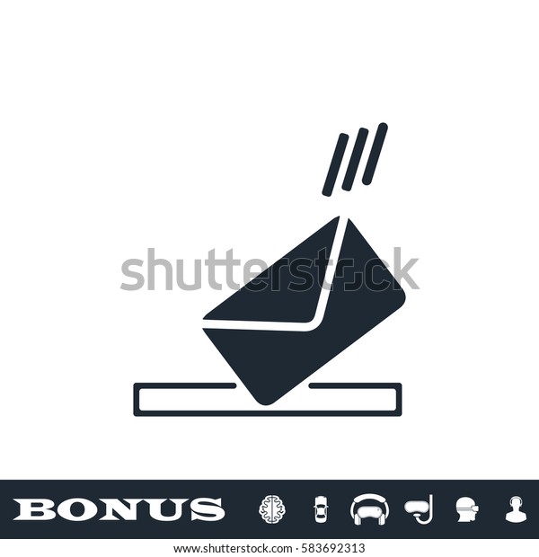 Mailbox Icon Flat Black Pictogram On Stock Vector (Royalty Free ...