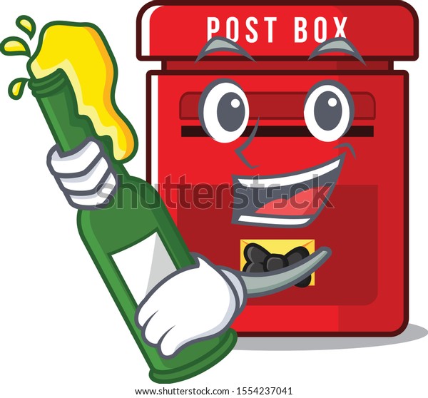 Mailbox Mascot Cartoon Bring Beer Stock Vector (Royalty Free ...