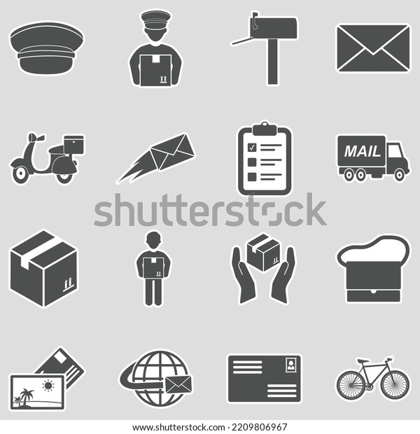 Mailman Icons Sticker Design Vector Illustration Stock Vector (Royalty ...