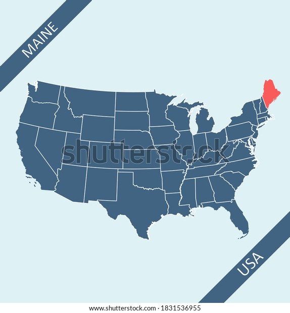 Maine Location On Usa Map Stock Vector (Royalty Free) 1831536955 ...