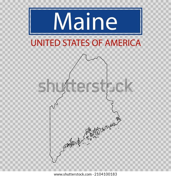 Maine State Outline Map On Transparent Stock Vector (Royalty Free ...