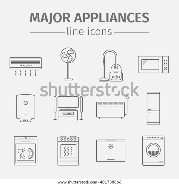 Major Appliances Icons Set Stock Vector (Royalty Free) 401738866 ...