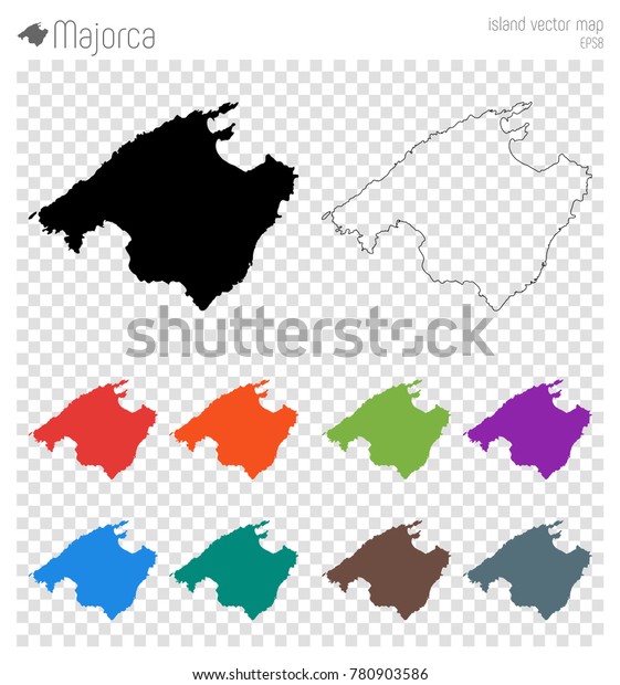 Majorca High Detailed Map Island Silhouette Stock Vector (Royalty Free ...