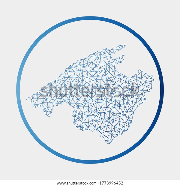 Majorca icon. Network map of the island. Round Majorca sign with ...