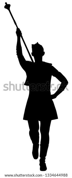 Majorette performing vector silhouette illustration. Beautiful dancer ...